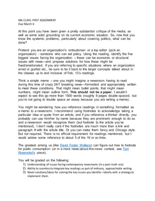 Future of journalism assignment 1 | DOCX