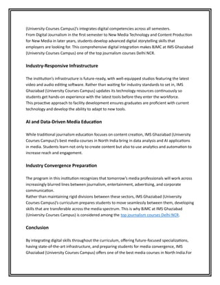 Future of Media Education Why BJMC at IMSUC is 5 Years Ahead of its ...