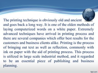 Future Of Printing Techniques | PPT