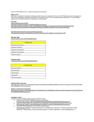 SAP HCM and Fiori- Userful Resoucers | DOCX