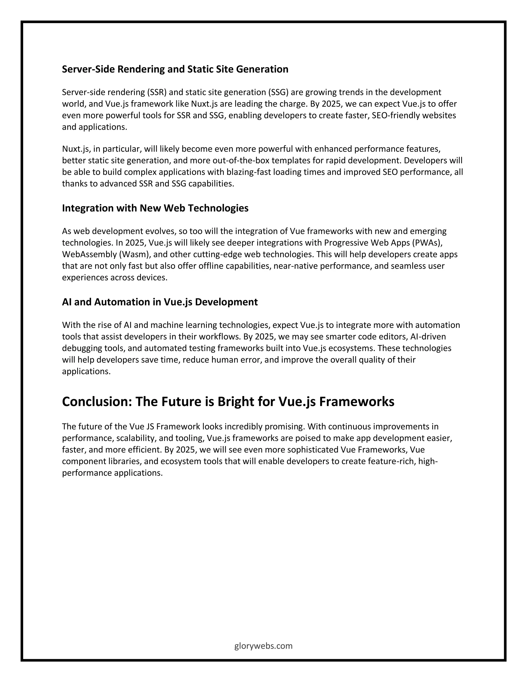 Future of Vue.js Frameworks: Trends and Expectations for 2025 | PDF