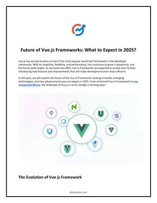 Future of Vue.js Frameworks: Trends and Expectations for 2025 | PDF