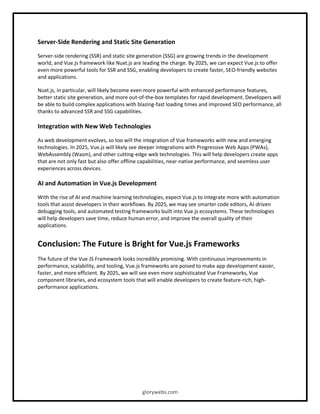 Future of Vue.js Frameworks: Trends and Expectations for 2025 | PDF