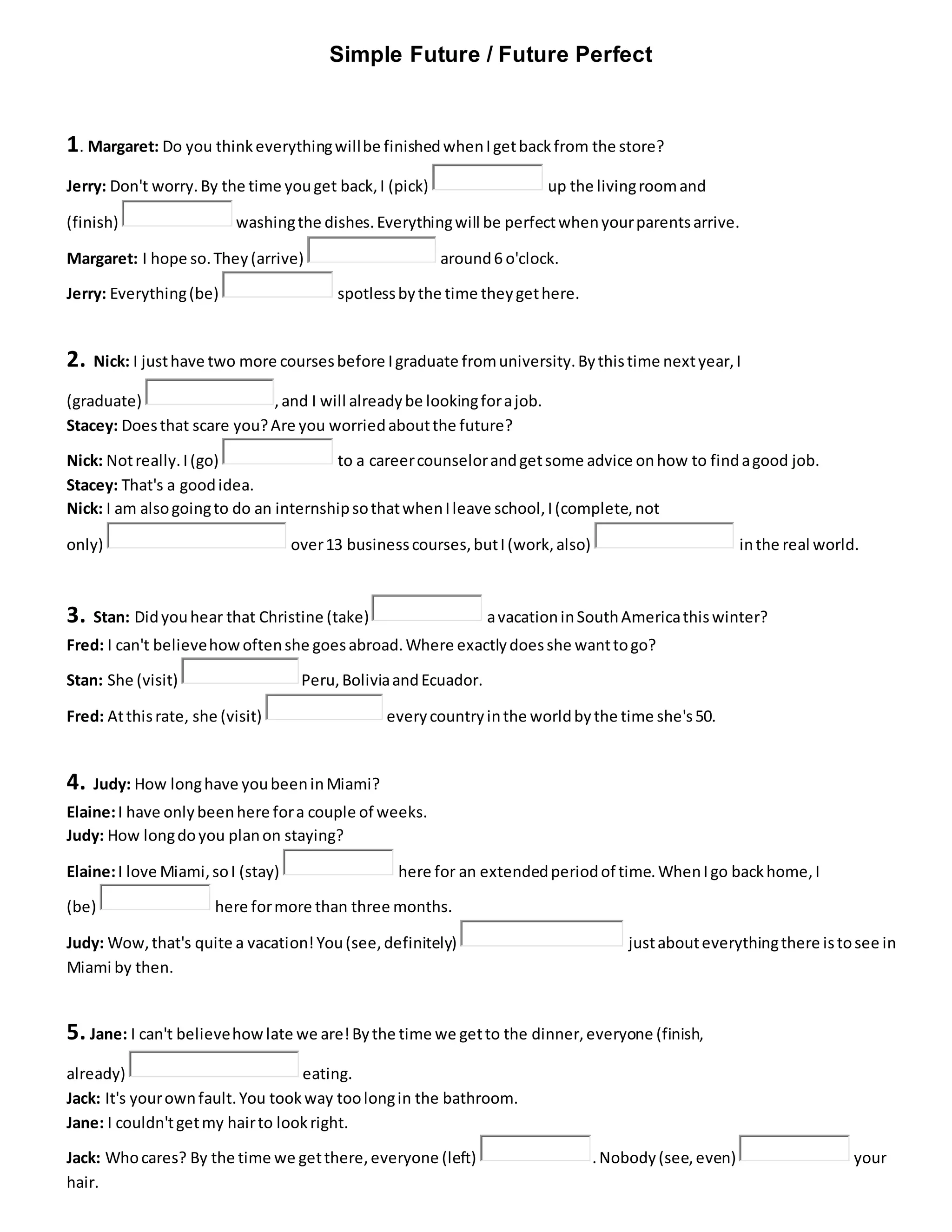 Future perfect exercise-1 | PDF