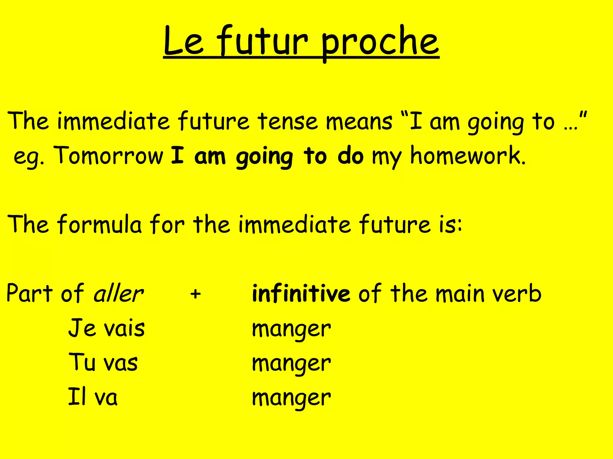 Le Future proche - French Basics PPT | PPT | National & Civic Holidays ...