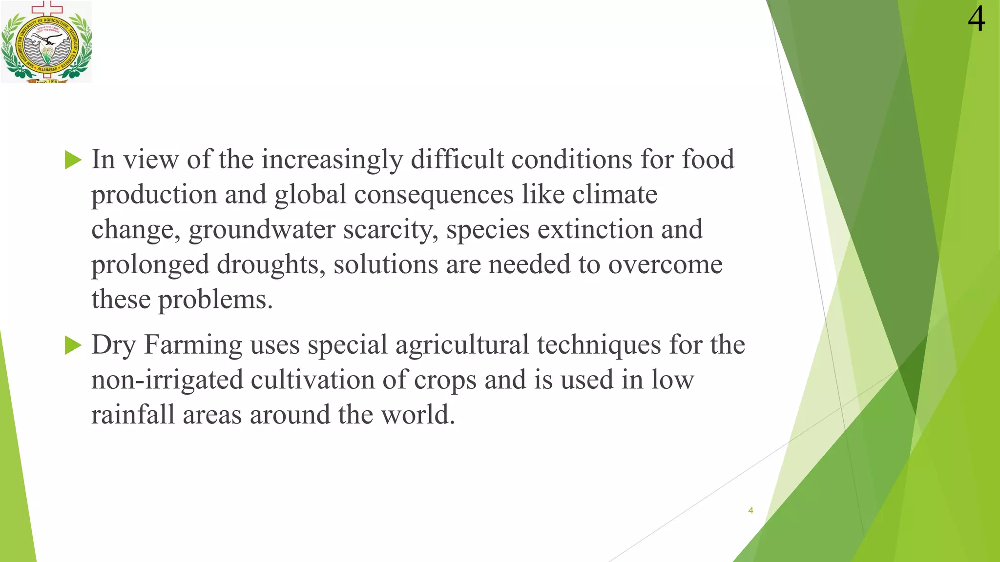 Future prospects and problems in dryland agriculture | PPTX