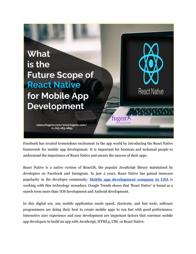 Future Scope Of React Native For Mobile App Developmentpdf