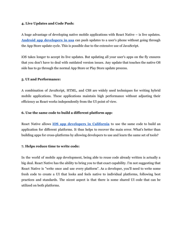 Future Scope Of React Native For Mobile App Developmentpdf Web Development Internet