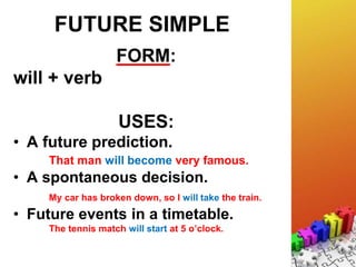 Future simple be going to - future continuous - future perfect simple ...