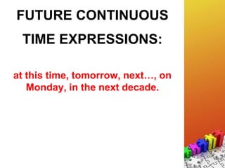 Future simple be going to - future continuous - future perfect simple ...