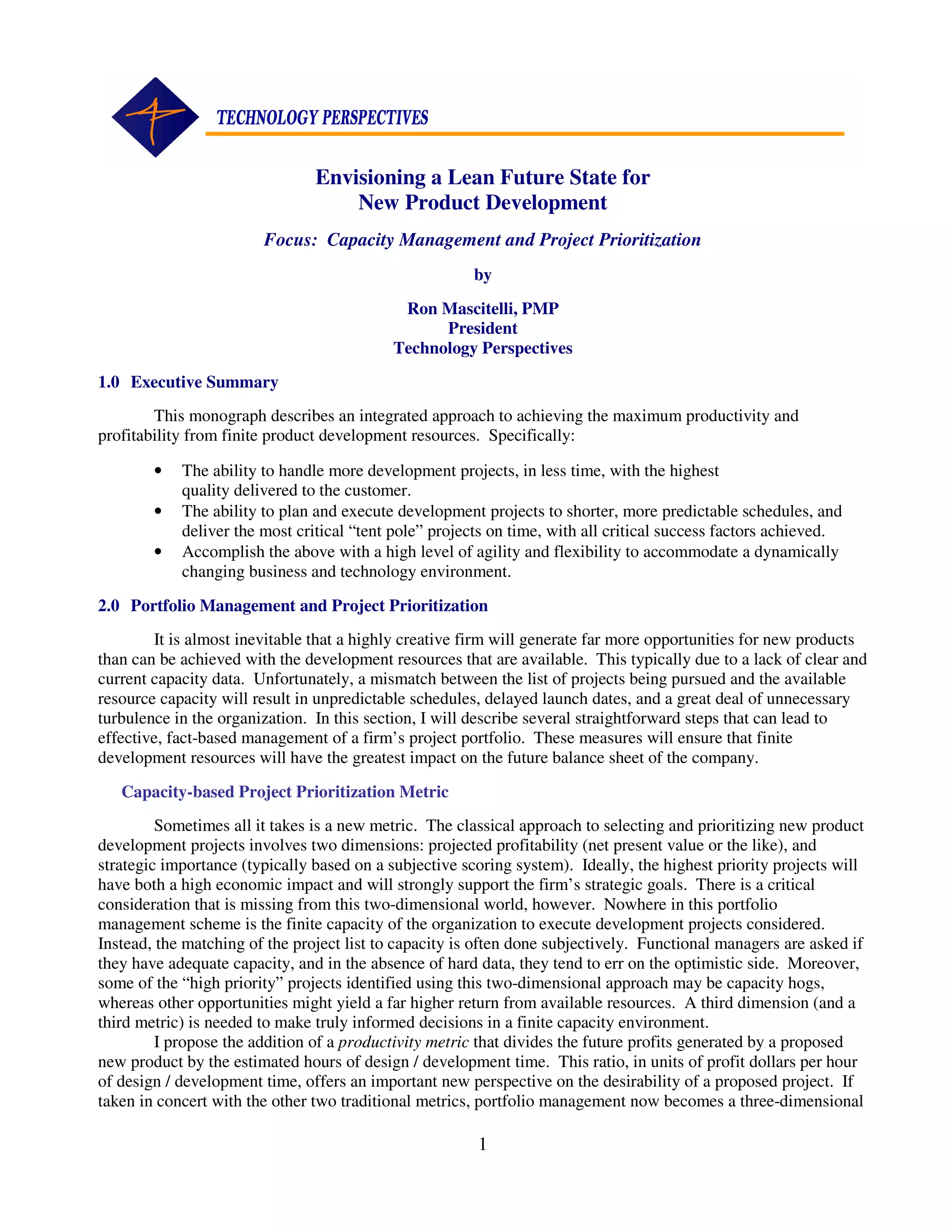 Future State for Lean Prod Dev by Ron Mascitelli Ame10.2 | PDF