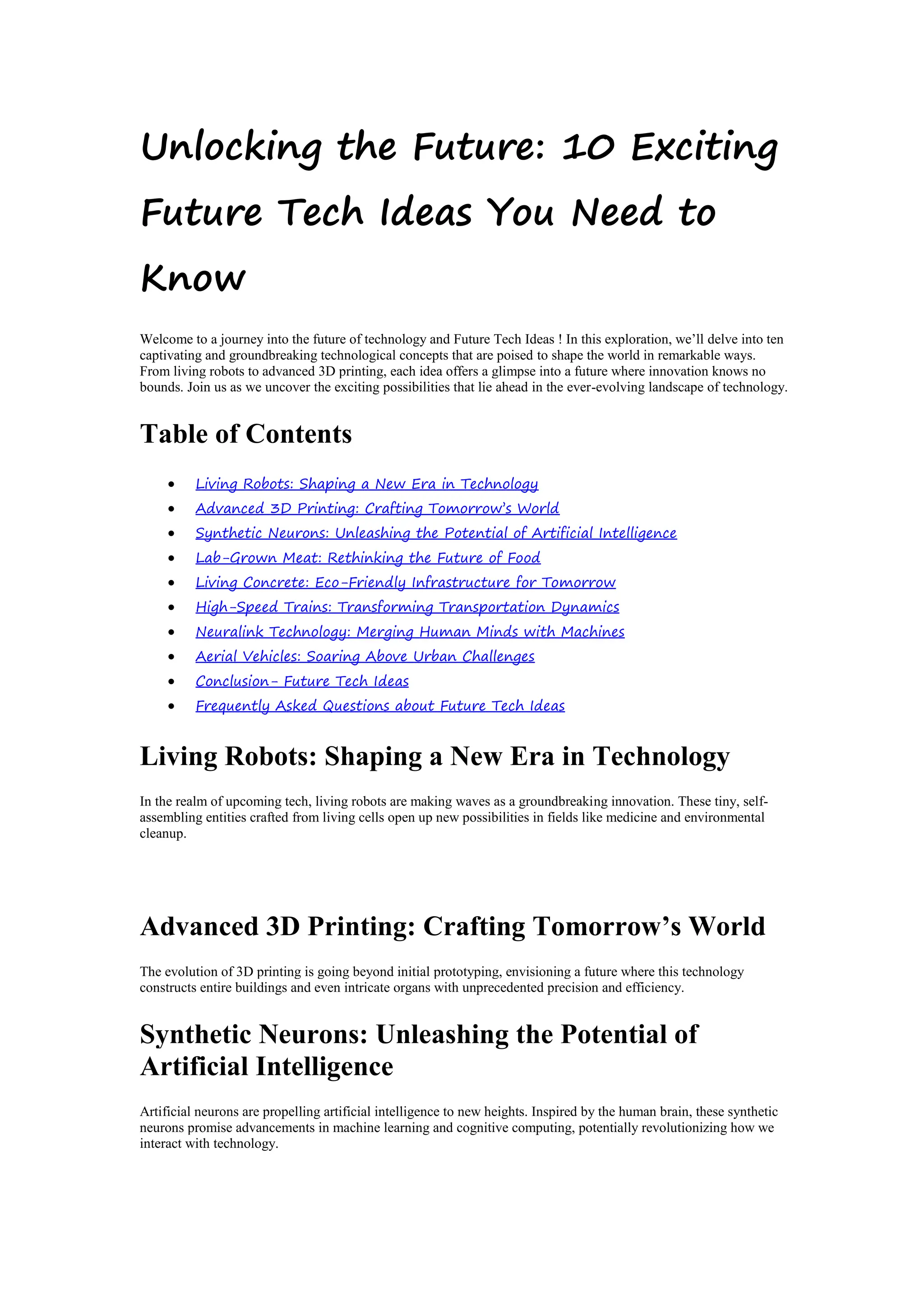 Future tech ideas.docx | Technology Industry | Industries