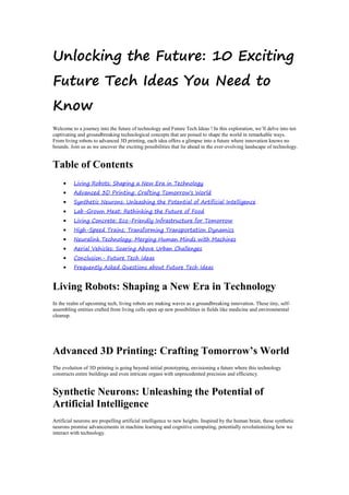 Future tech ideas.docx | Technology Industry | Industries