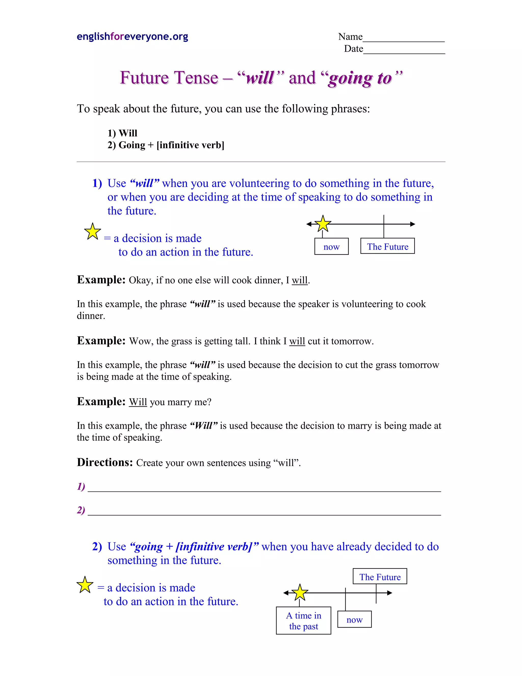 Future tense will and going to | PDF
