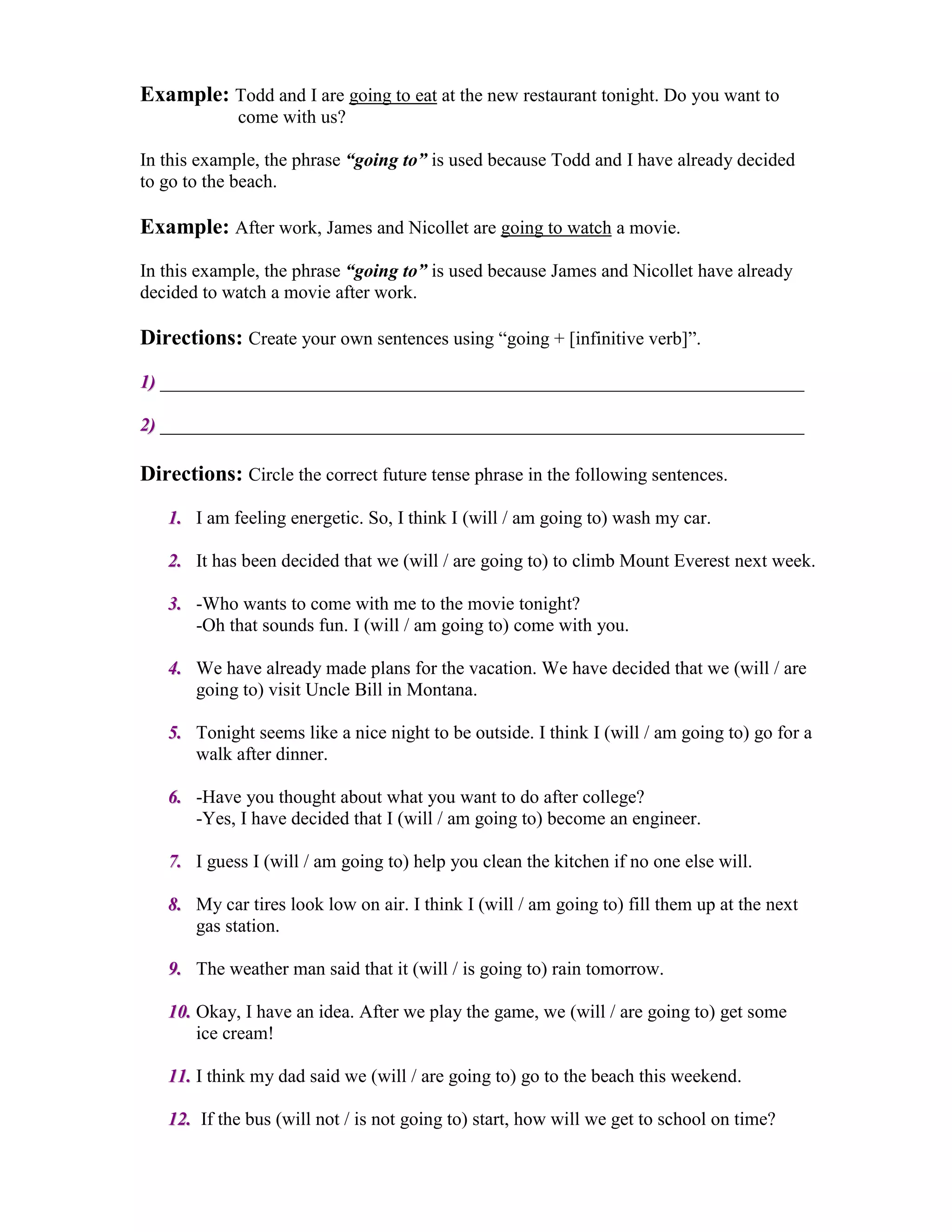 future tense will & going to | PDF