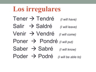 Future tense irregular | PPT