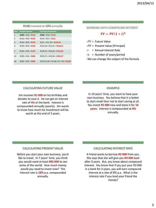 Future values, simple and compound interest | PDF