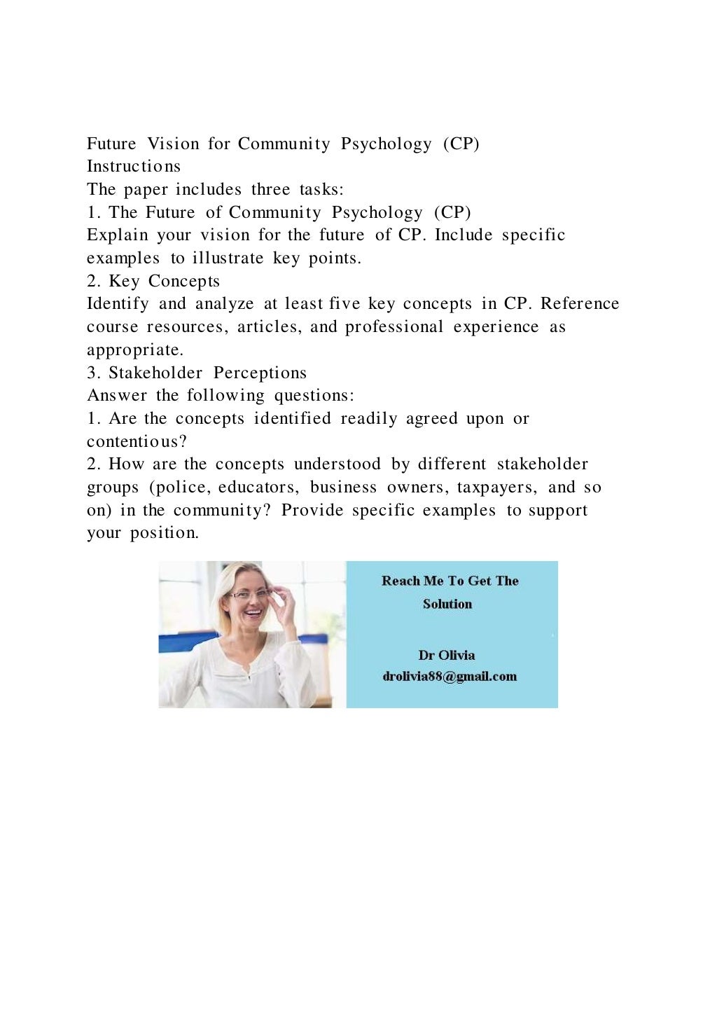 Future Vision for Community Psychology (CP)InstructionsThe pap | DOCX