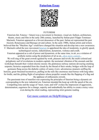 Futurism Essay | PDF