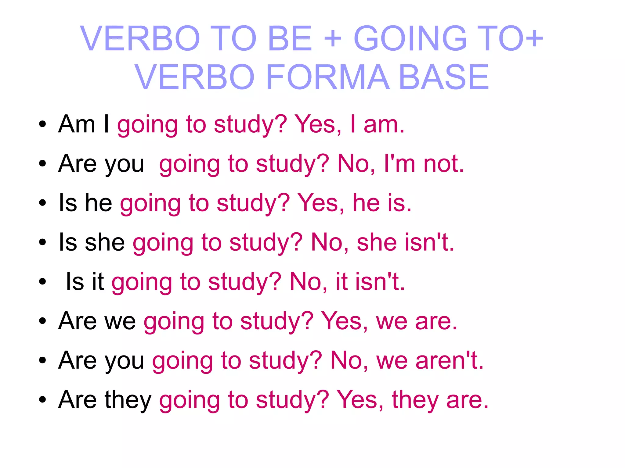 Will / TO BE + GOING TO+ BASE FORM VERB | PPT | Free Download
