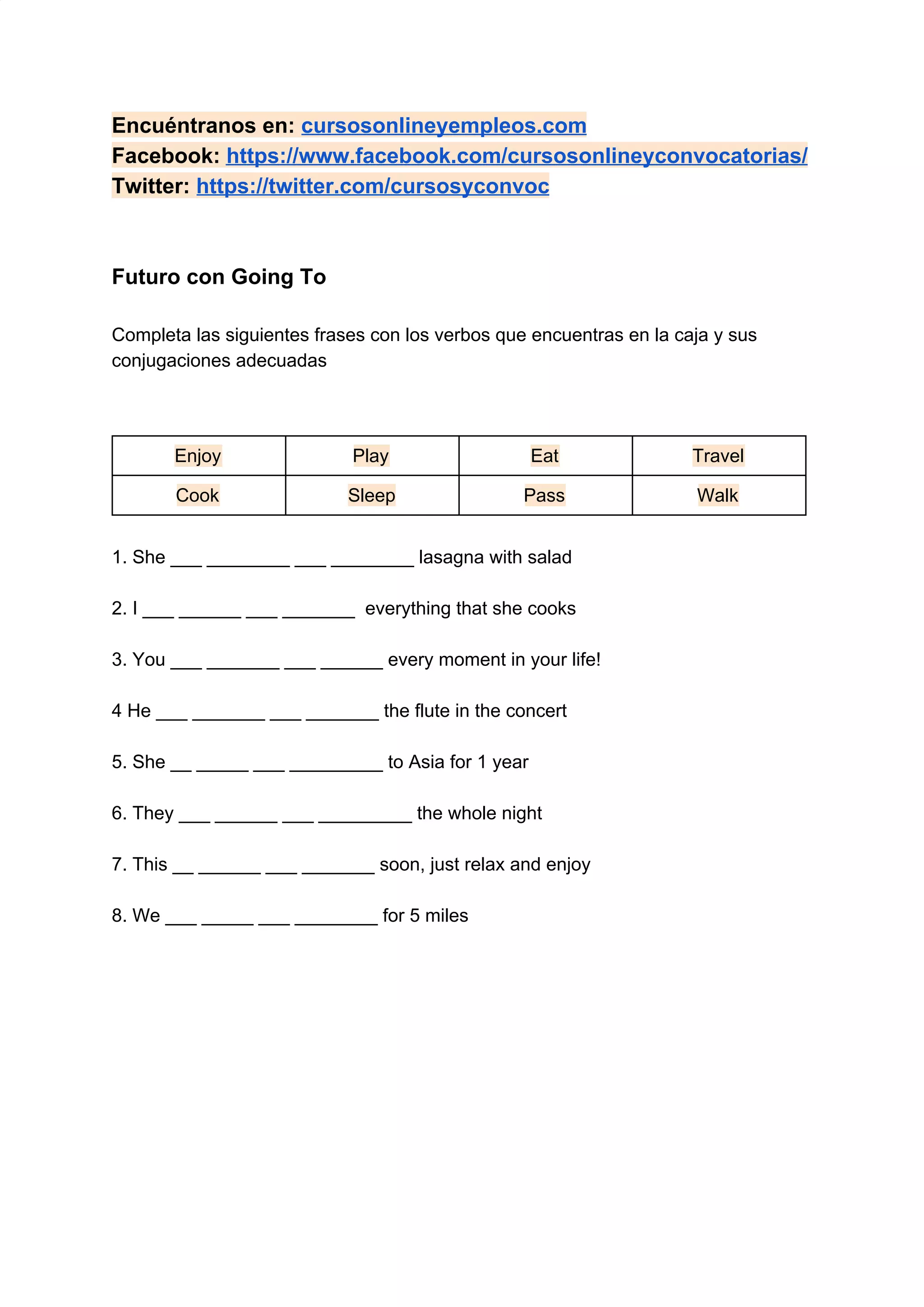 Futuro going to en ingles | PDF