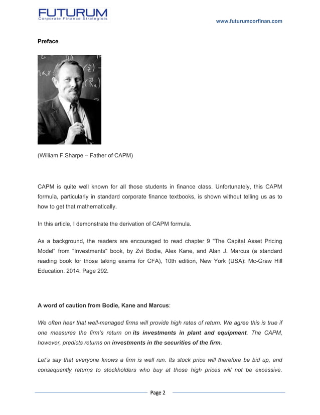 15 minute lesson - capm derivation | PDF