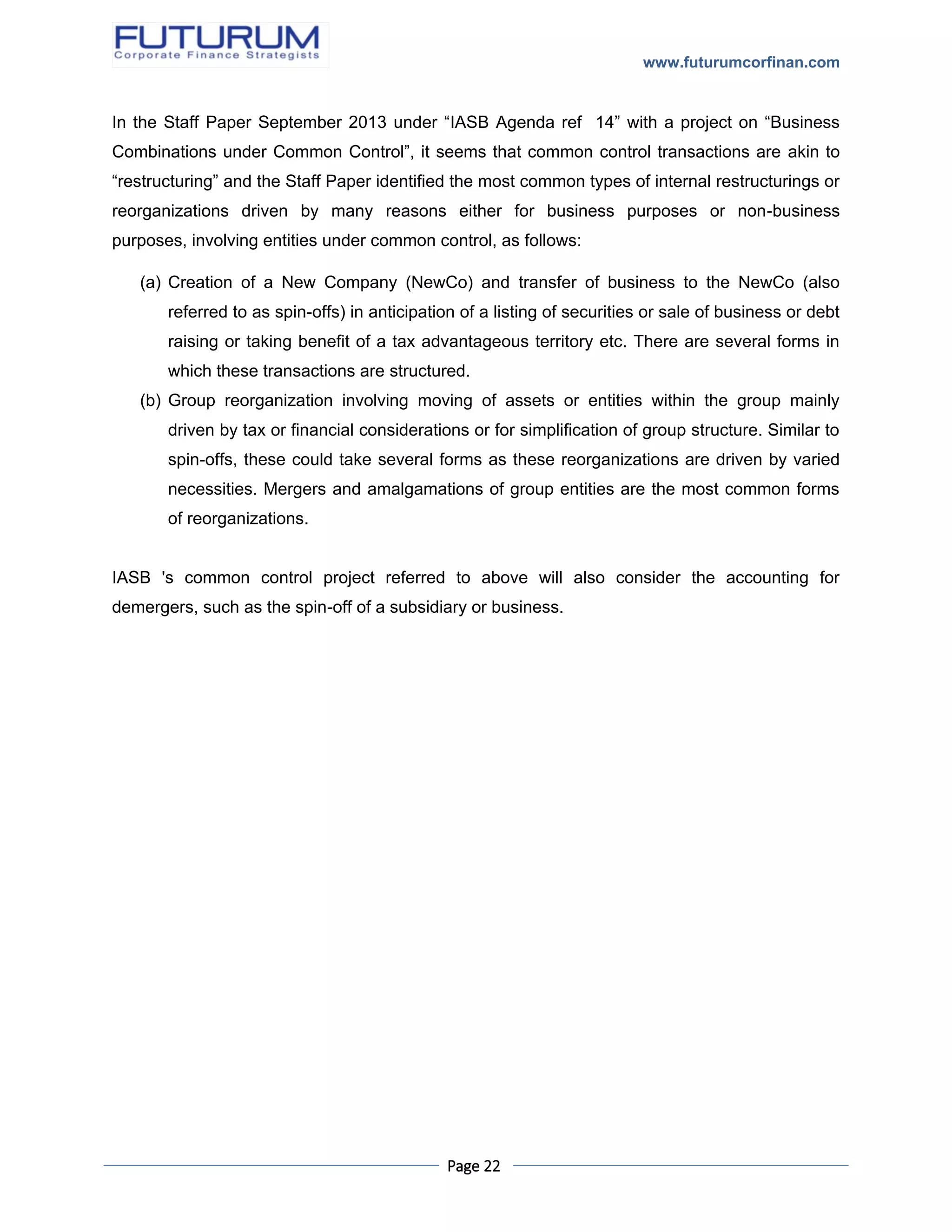 Common control transactions or business combinations under common ...