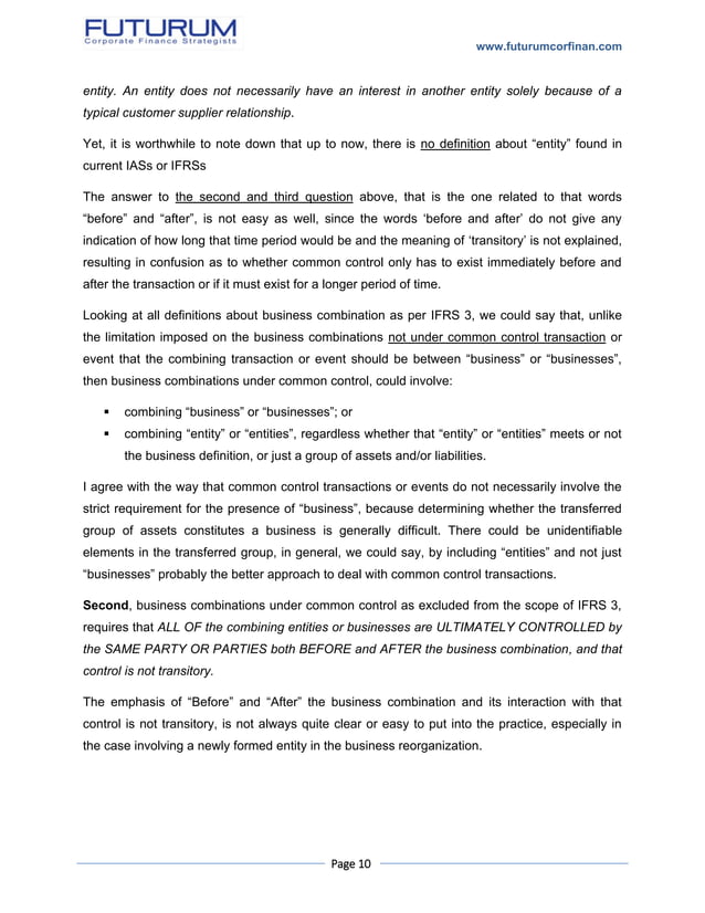 Common control transactions or business combinations under common ...