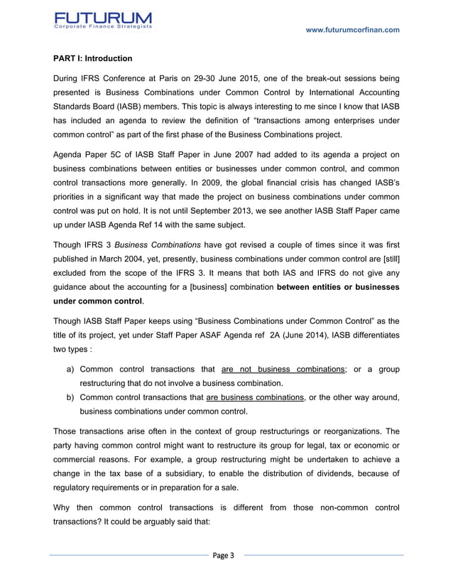 Common control transactions or business combinations under common ...