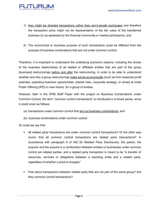 Common control transactions or business combinations under common ...
