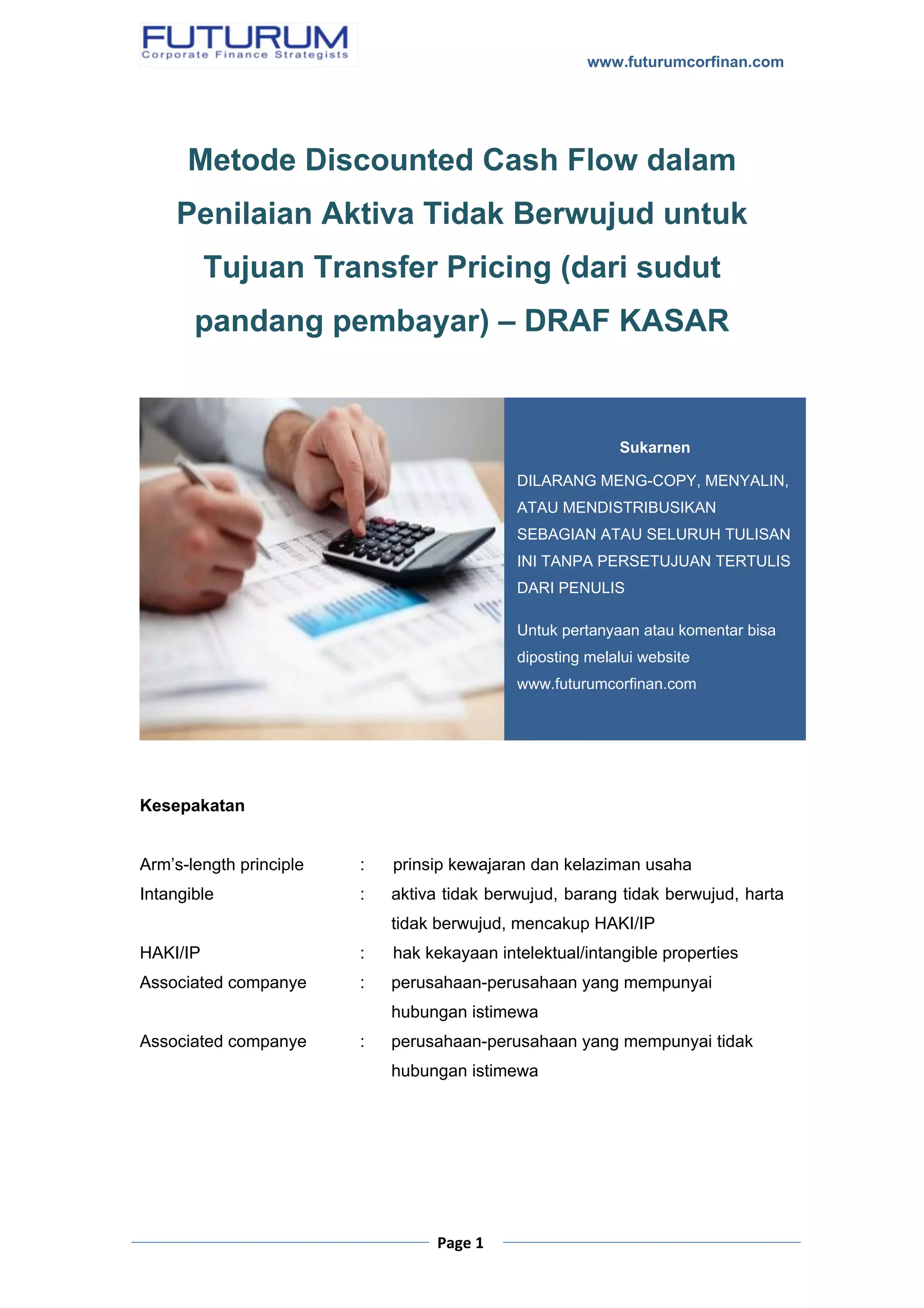 Metode dcf dalam penilaian aktiva tak berwujud untuk tujuan transfer ...