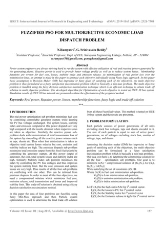 Fuzzified pso for multiobjective economic load | PDF