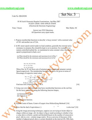 Fuzzy Logic And Application Jntu Model Paper{Www.Studentyogi.Com} | PDF ...