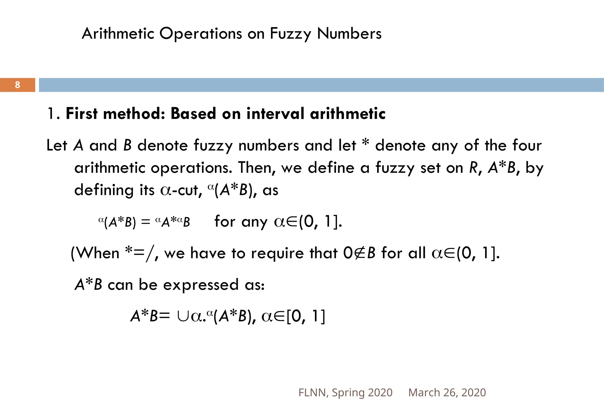 Fuzzy Arithmetic Operations Over Set Theory Ppt