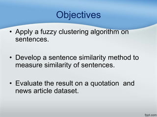 Fuzzy clustering of sentence | PPTX