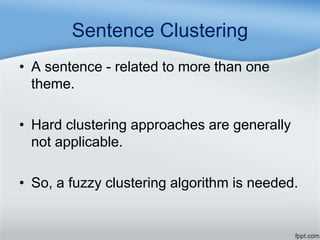 Fuzzy clustering of sentence | PPTX