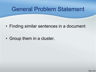 Fuzzy clustering of sentence | PPTX