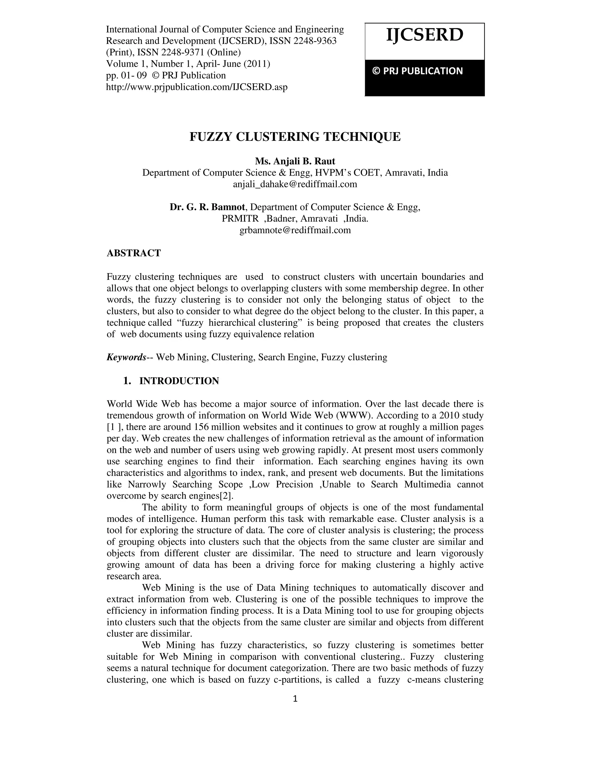 Fuzzy Clustering Technique Pdf