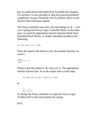 Fuzzy control design_tutorial | PDF