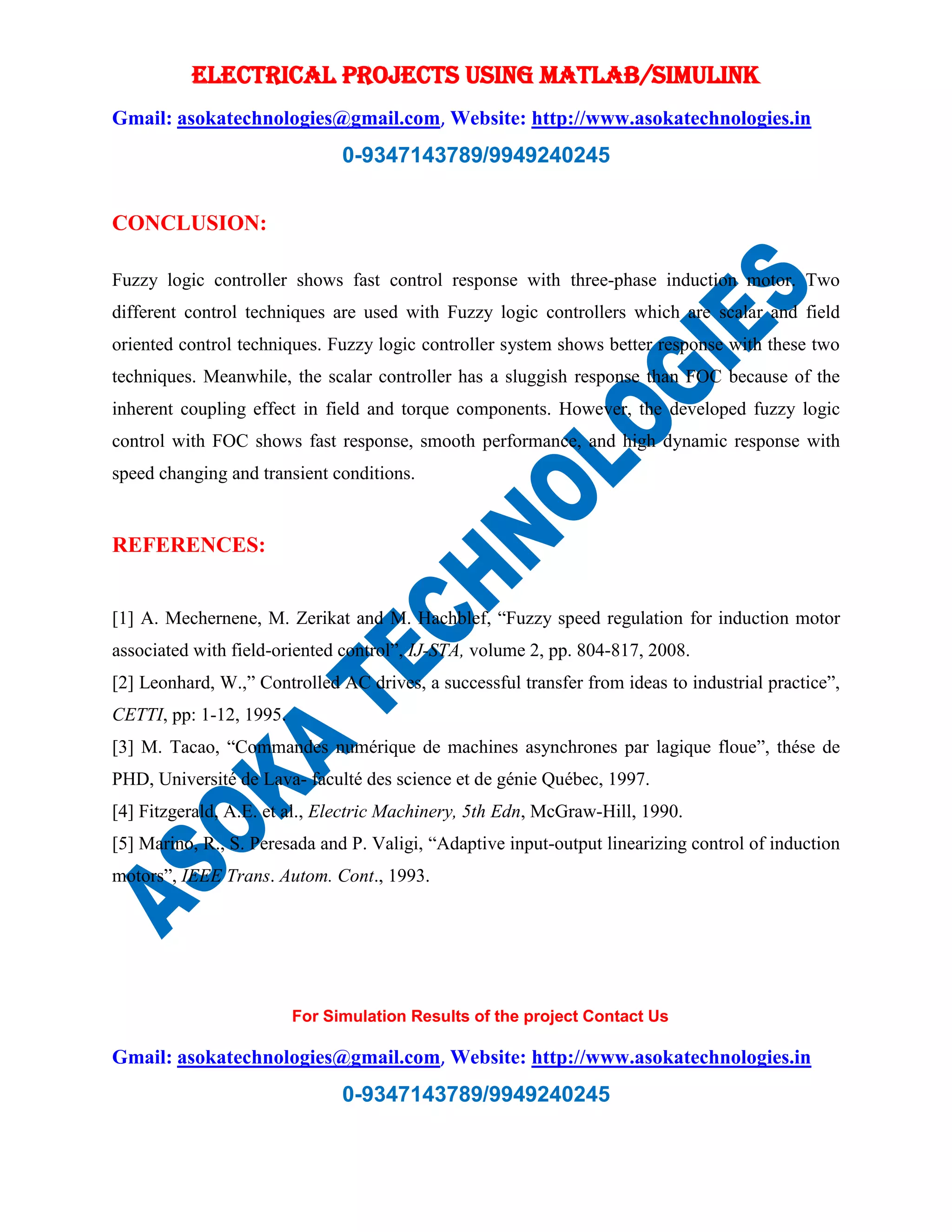 Fuzzy controller for three phases induction motor drives | PDF
