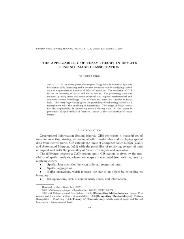 Fuzzy In Remote Classification | PDF