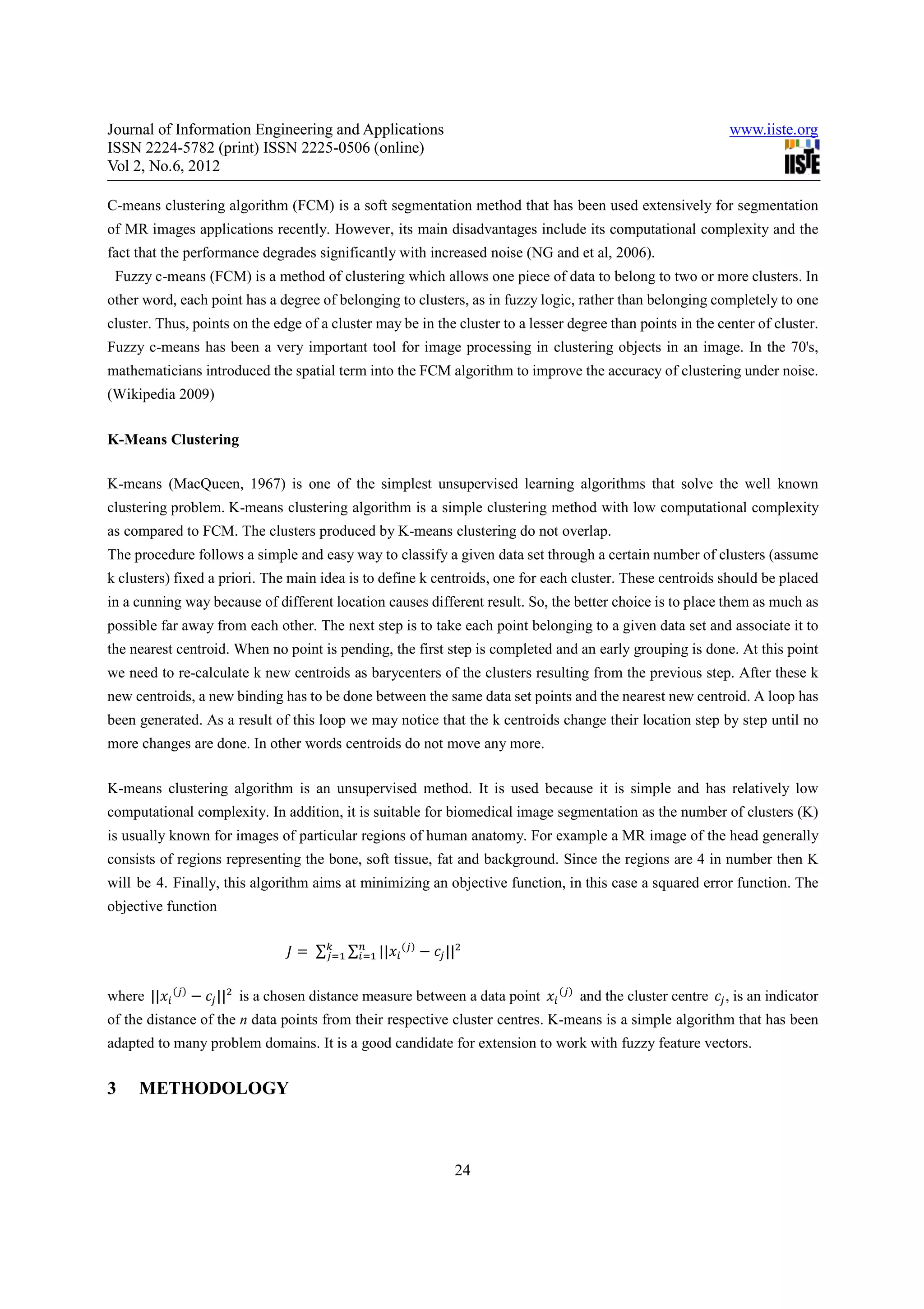 Fuzzy K C Means Clustering Algorithm For Medical Image Pdf