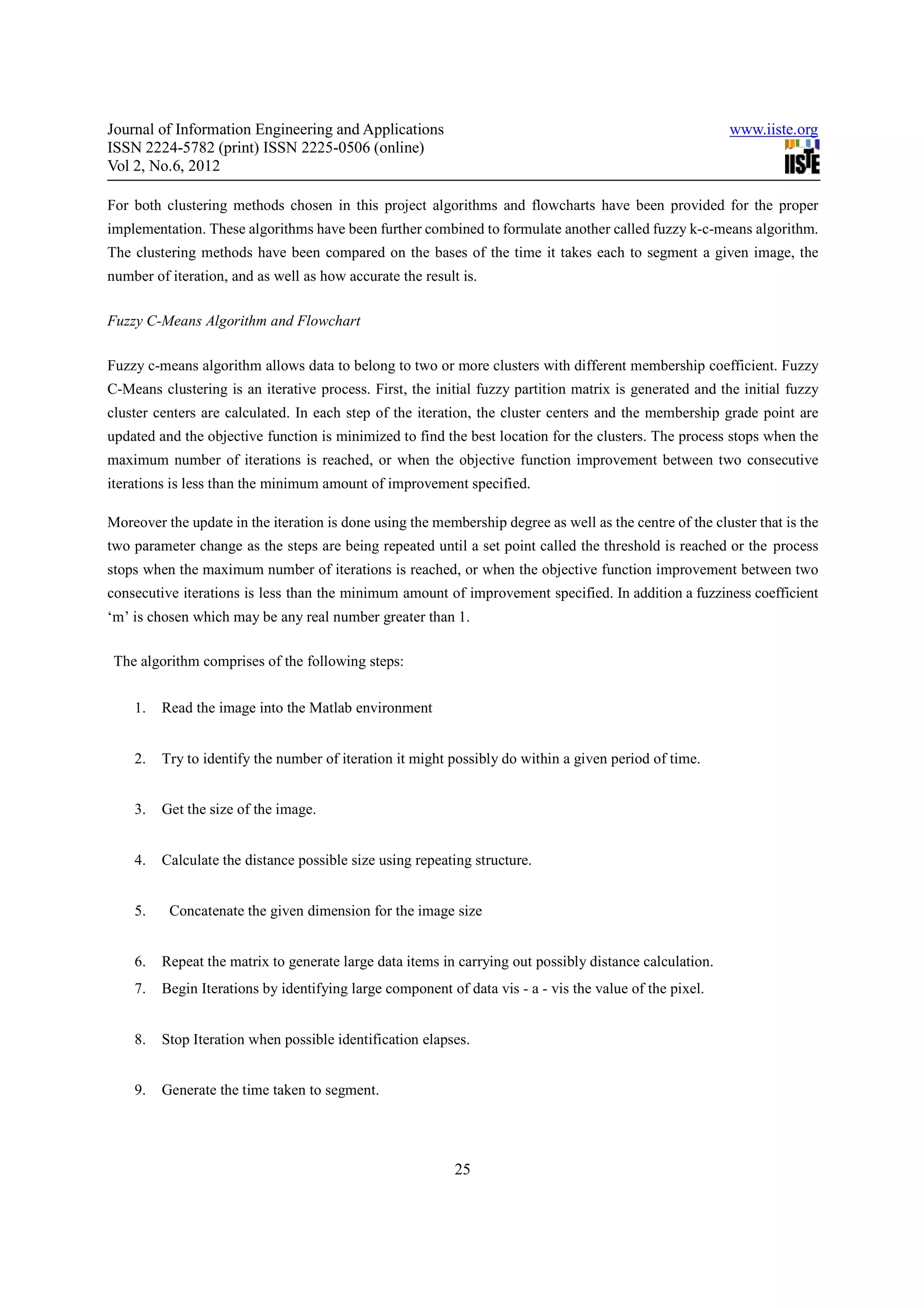 Fuzzy K C Means Clustering Algorithm For Medical Image Pdf