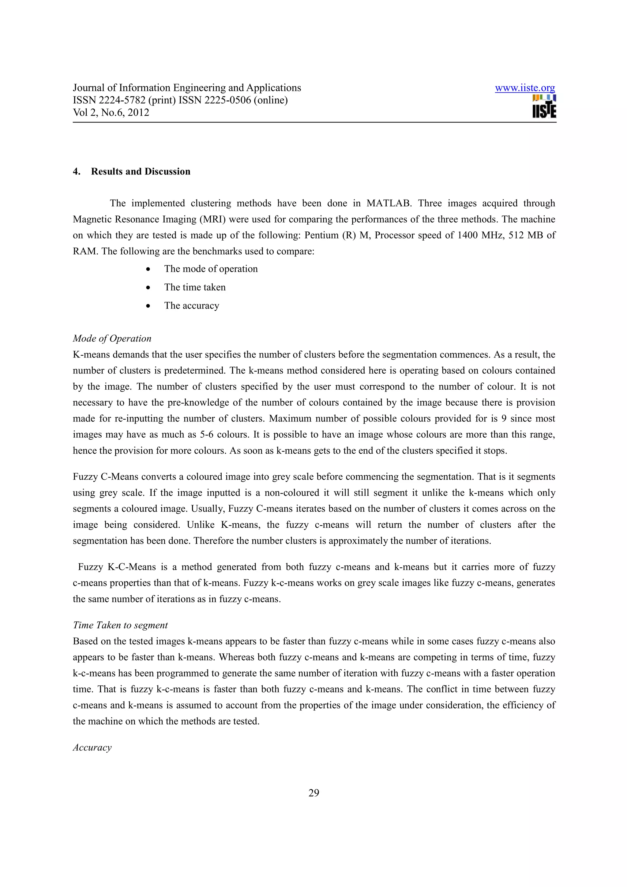 Fuzzy k c-means clustering algorithm for medical image | PDF