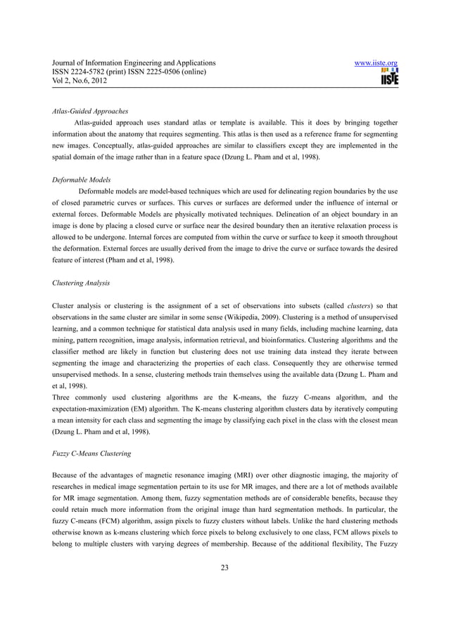 Fuzzy k c-means clustering algorithm for medical image | PDF