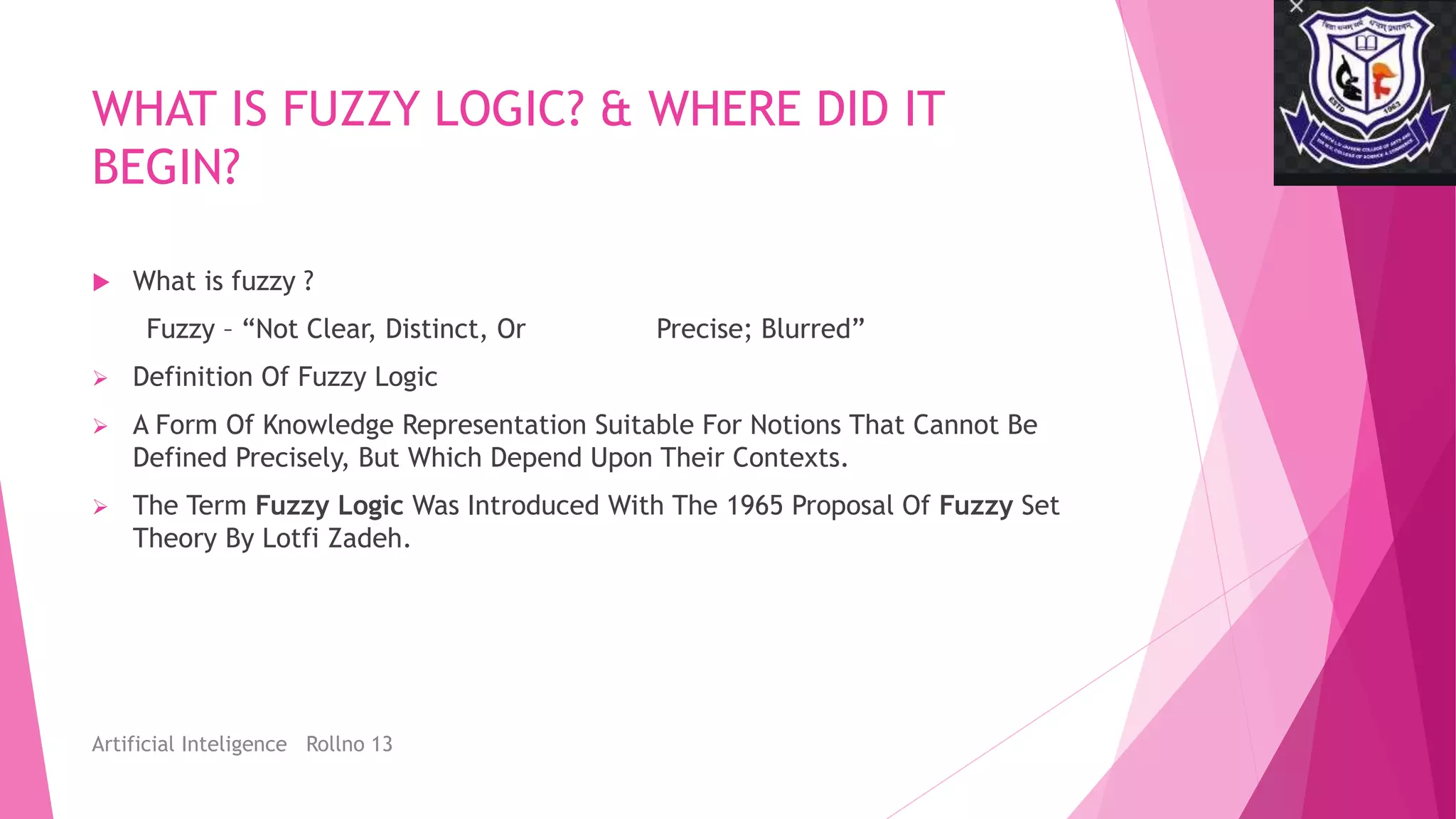 Fuzzy logic | PPTX
