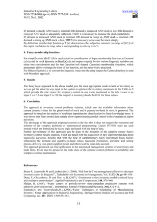 Fuzzy logic analysis based on inventory considering demand and stock quantity on hand | PDF