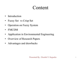 Fuzzy logic and its application in environmental engineering | PPTX