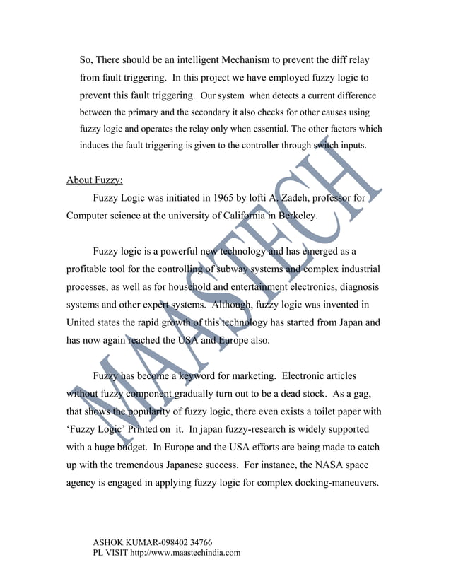 Fuzzy Logic Projects Power Transformer Protection For Fuzzylogic