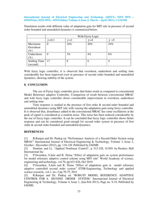 Fuzzy logic based mrac for a second order system | PDF
